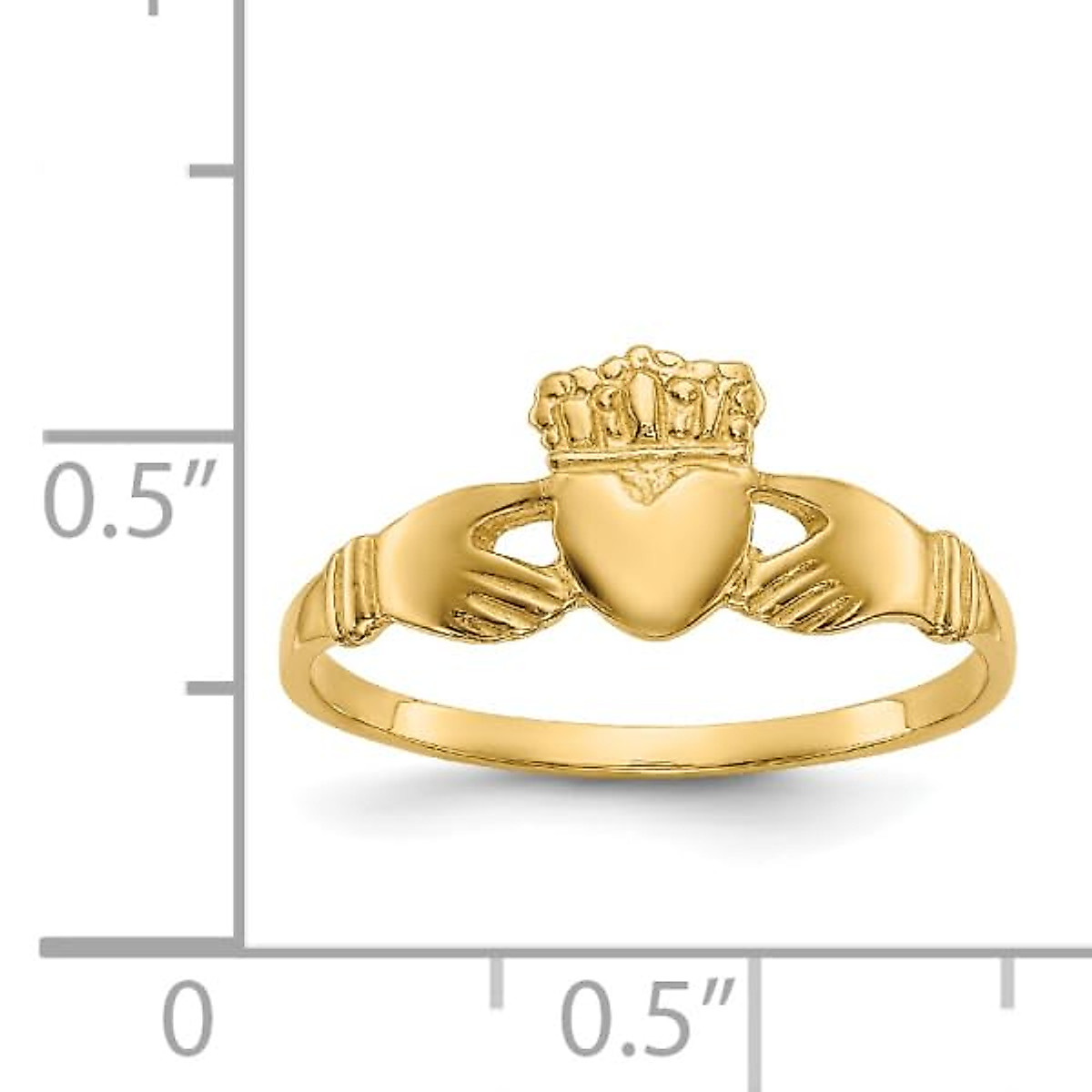 14K Yellow Gold Heart Love Irish Claddagh Celtic Ring Jewelry Size 6.00