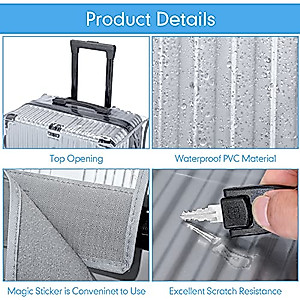 Sadnyy 3 Pieces Clear Luggage Cover PVC Suitcase Luggage Cover Protector Waterproof Cover for Luggage TSA Approved Luggage Cover, 24 Inches, 28 Inches, 30 Inches (Gray)