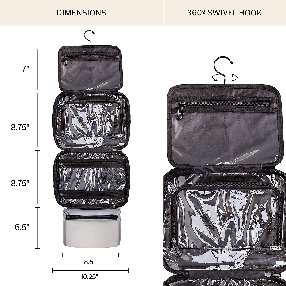 Jadyn Hanging Toiletry Bag, Expandable Toiletry Organizer for Women, Water Resistant Large Travel Cosmetic Bag for Full Size Makeup, Toiletries, Lotion, Shampoo, Accessories (Navy Floral)