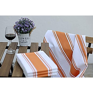 AMOUR INFINI Cotton Kitchen Towels - Set of 4 Highly Absorbent, Ultra Soft Tea Towel with Hanging Loop, 20x28 Inch Quick Drying Dish Cloths for Cleaning Dishes (Orange)