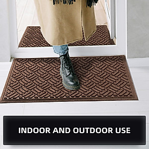MATALL Front Door Mat 2 Pack Indoor and Outdoor Welcome Mat, Absorbent and Drain Away Water Heavy Duty Entryway Doormat for Front Back Doors, Laundry Rooms, Mudrooms and More, 29.5x17IN