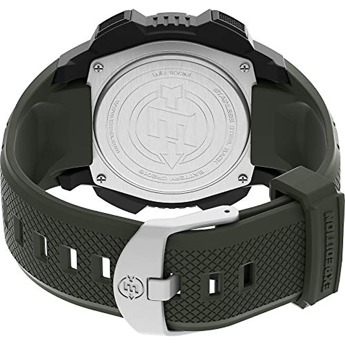 Timex Men's Expedition Base Shock 45mm Watch – Black Resin Case Green Resin Strap