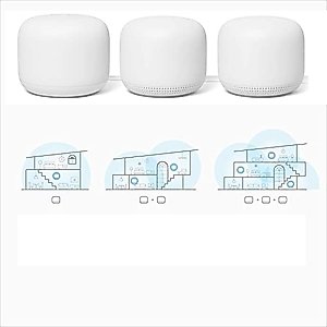 Google Nest WiFi Router 3 Pack ( One Router & Two extenders) 2ndGEneration 4x4 AC2200 Mesh Wi-Fi Routers with 6600 Sq Ft Coverage (Renewed)