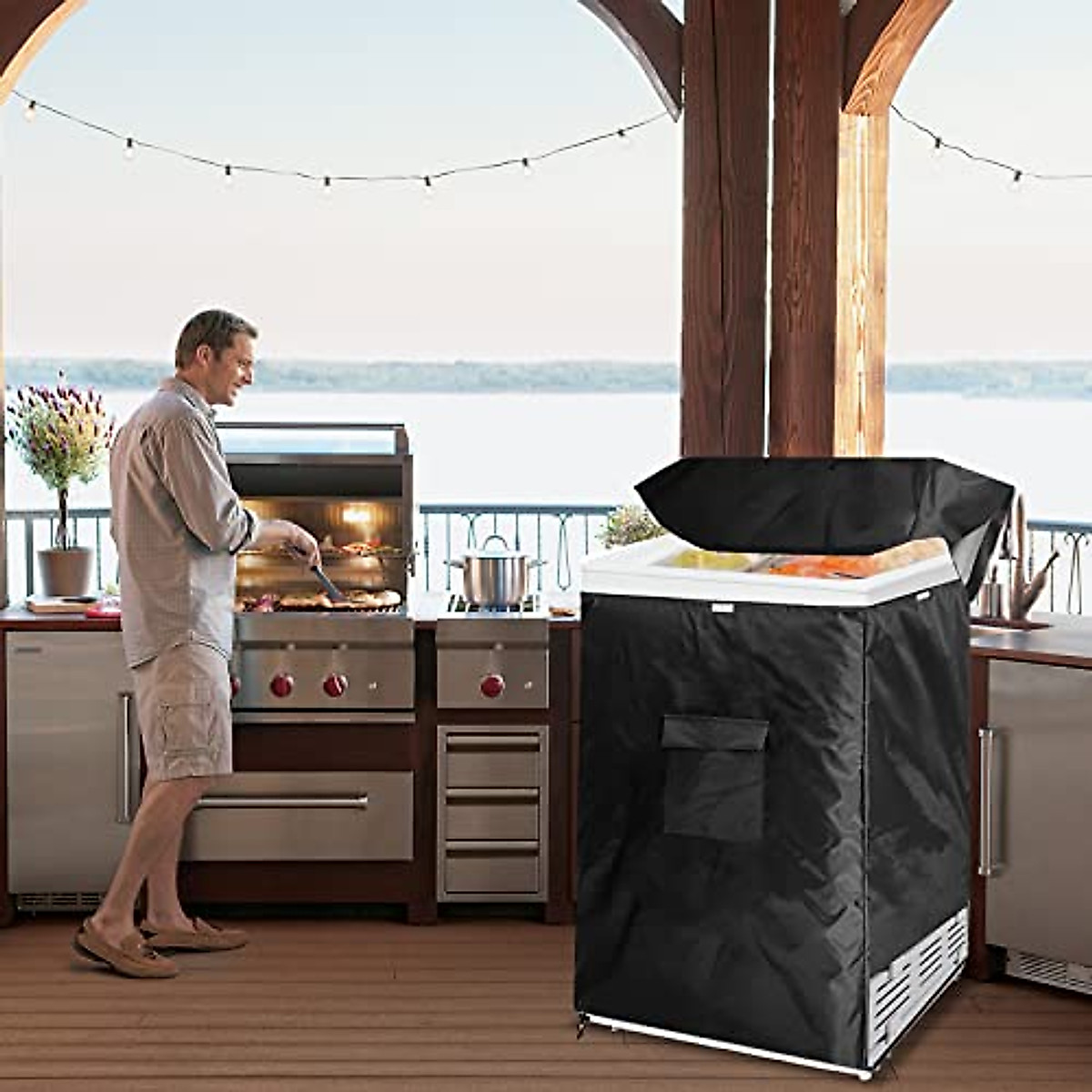 Bitubi Chest Freezer Cover– Waterproof, Dustproof, Sun-Proof, L28”W23”H34” Suitable for most 5.0 Cubic Compact Deep Freezer on market (Black)