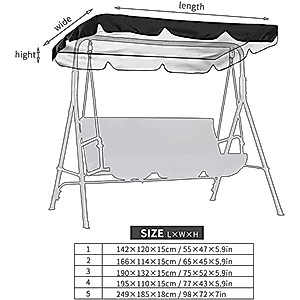 BTURYT Swing Canopy Replacement Cover, Waterproof Canopy Top Cover for 2/3 Seater Swing Chair Awning Swing Cover for Outdoor Garden Patio Yard,(top Cover only)