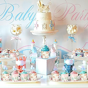 60pcs Paper Baking Cups 6 Oz Greaseproof Cupcake Muffin Cups Disposable Cupcake Wrappers For Birthday-Large (Pink Quadrafoil And Pink Vertical)