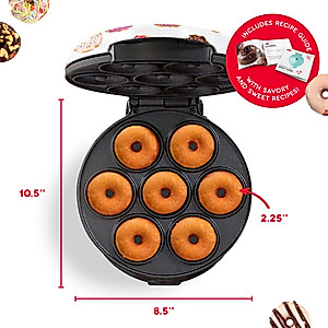 Dash Mini Donut Maker Machine for Kid-Friendly Breakfast, Snacks, Desserts & More with Non-stick Surface, Makes 7 Doughnuts, Donut Print
