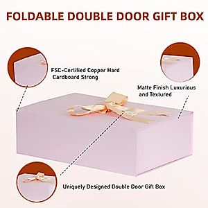 CHARMGIFTBOX Gift Boxes with Lids, 8.5"x8"x4" Pink Gift Box with Ribbon Card Fancy Gift Wrap Boxes for Wrapping Presents Festival Anniversary Birthday Weddings Gift Box for Girlfriend Mother's day