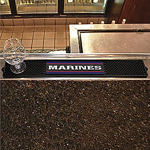 FANMATS 15716 U.S. Marines Drink Bar Mat - 3.25in. x 24in. - Durable Dish Drying Mat, Easy Clean, Counter Mat