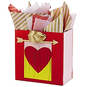 Hallmark Signature 7" Medium Valentine's Day Gift Bag with Tissue Paper (Heart Banner)