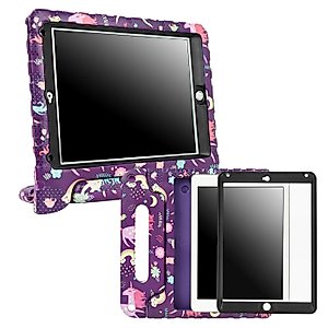 HDE Case for iPad 9.7 inch 2018/2017 Kids Shockproof Bumper Hard Cover Handle Stand with Built in Screen Protector for Apple Education 6th / 5th Generation