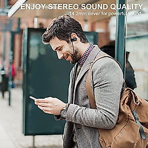 JUSTRVN Wired Earphone, in-Ear Headphone with Ear-Hook&Noise Isolation Earbuds with Microphone & Custom-Fit Ear Tips, 3.5mm Jack headsets Compatible with Smartphone/iPad/Desk Laptop