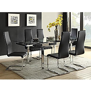 Coaster Home Furnishings Wexford Upholstered Dining Chairs, Black and Chrome (Set of 4), 19.75"D x 17"W x 16.25"H (100515BLK)