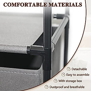 Iwaiting Outdoor 4 Tier Closet Organizers and Storage, Clothes Storage Organizer with 1 Drawer, Practical Storage Shelves for Storing Clothes, Bag and Other Items (Grey)