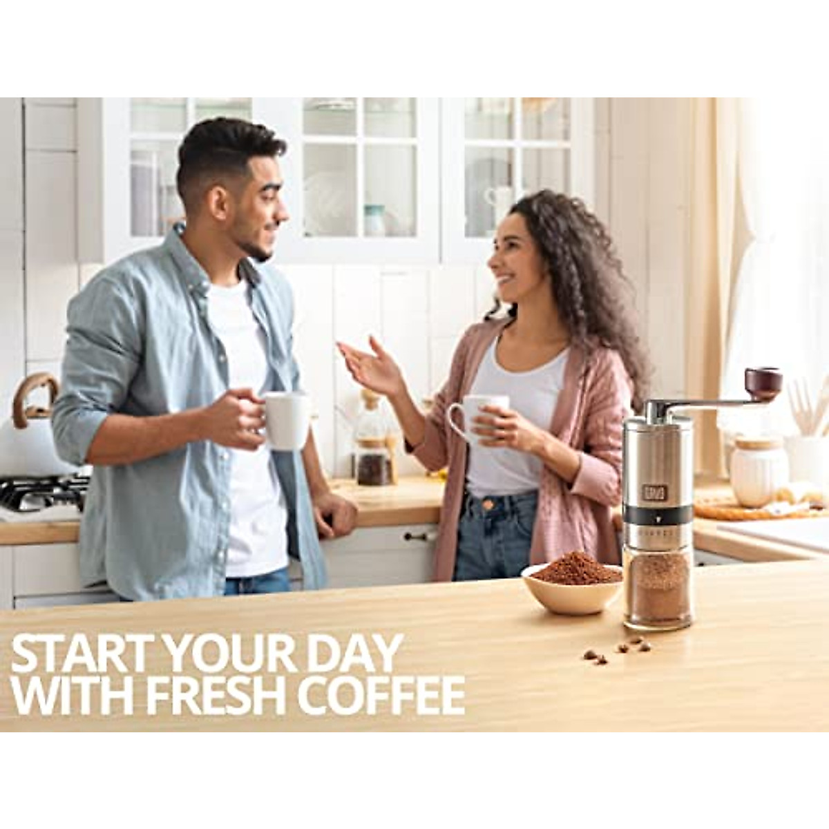 GAVO Manual Coffee Grinder with Stainless Steel Burr - Coffee Grinder Manual with Adjustable Settings for Aeropress, Drip Coffee, Espresso, French Press, Turkish Coffee & More!