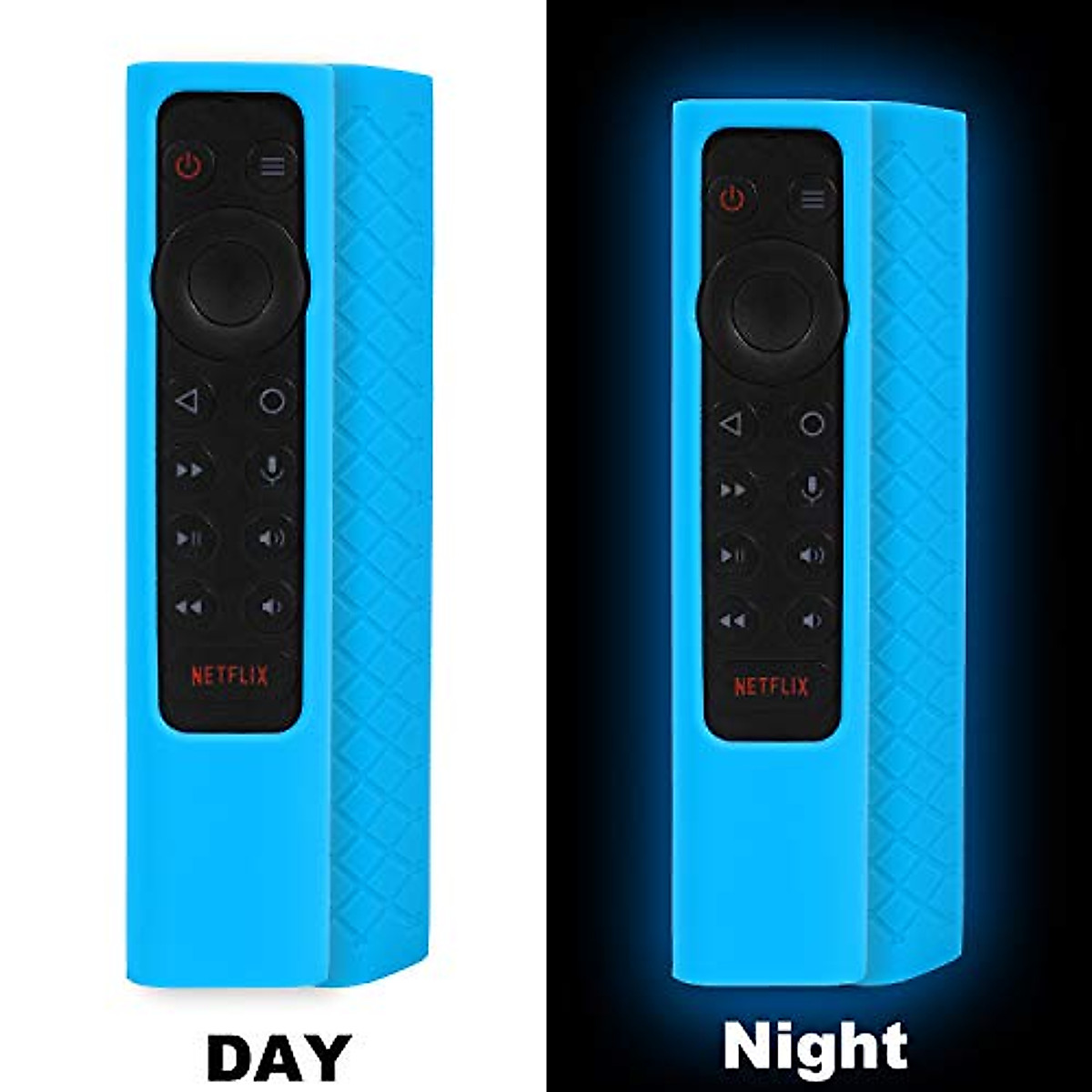 2-Pack AKWOX Protective Remote Cover Case for NVIDIA Shield TV Pro/4K HDR Remote Controller Series, Light Weight Shockproof Anti-Slip Silicone Skin with Hand Strap - Night Glow Blue/Green