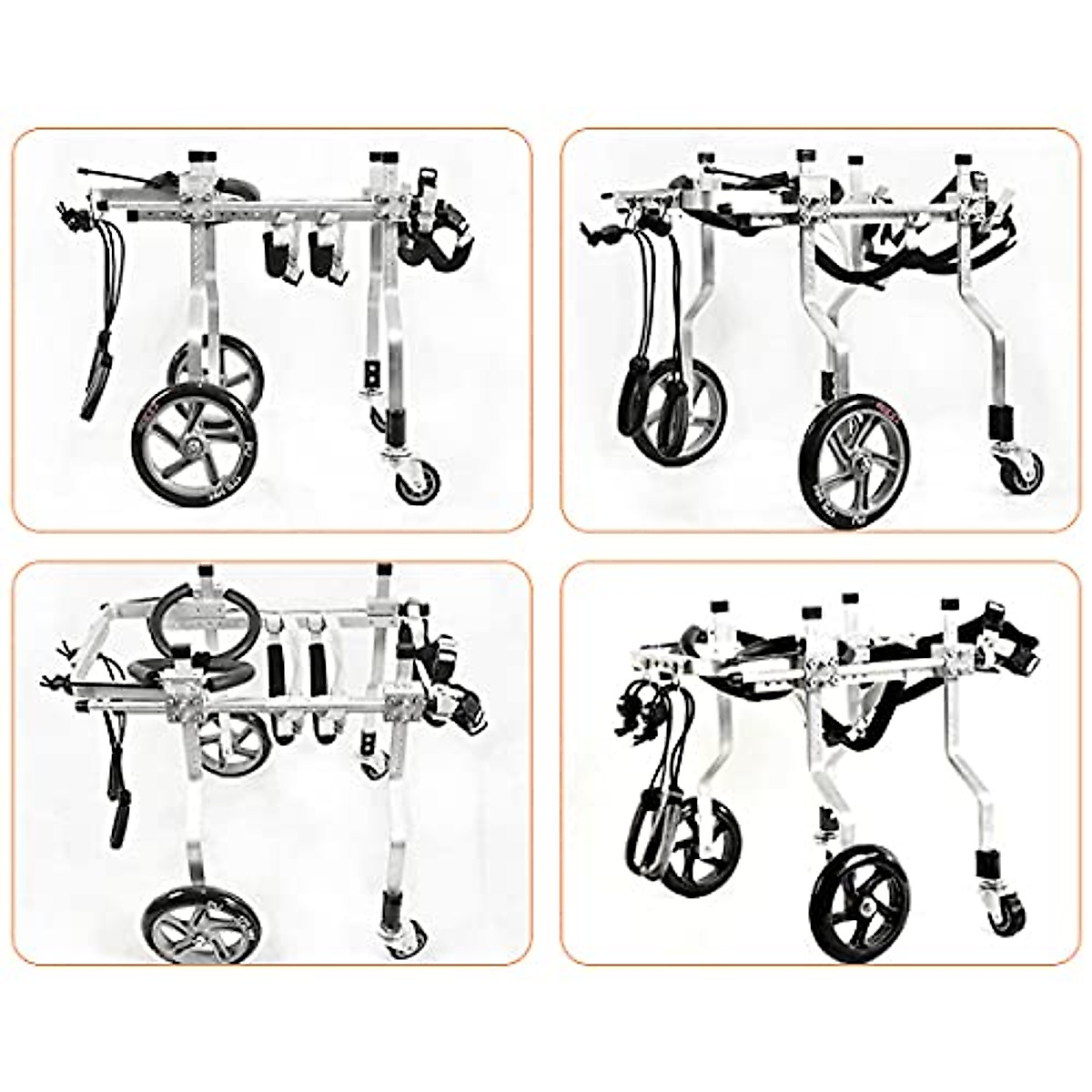 YUEG Dog Wheelchair Four Wheels Adjustable Pet Wheelchair Dogs Front and Hind Leg Rehabilitation Cart Paralyzed Pet Walk Assistant for Handicapped Small Medium Large Dogs L