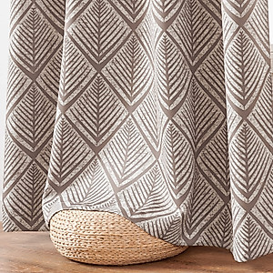 jinchan 80% Blackout Curtains for Bedroom, Geometric Patterns Drapes for Living Room, Window Treatments for Room Darkening, Grommet Top Thermal Insulated Curtains 63 inch Length 2 Panels Set, Brown