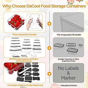 20 PACK Food Storage Containers with Lids Airtight, Larger Leakproof Plastic Meal Prep Containers Stackable Reusable for Kitchen Organization storage with Labels & Pen, BPA-Free, Microwave Safe