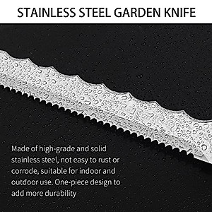 Baicarre Stainless Steel Garden Knife with 7.8" Blade and New Blue Handle, Double Side Utility Sod Cutter Lawn Repair Garden Knife with Nylon Sheath