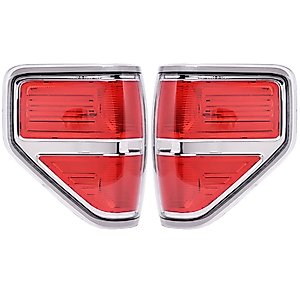 PIT66 Tail Lights,Compatible with 2009 2010 2011 2012 2013 2014 Ford F150 Rear Brake Lamps Assembly Left&Right Chrome Trim…
