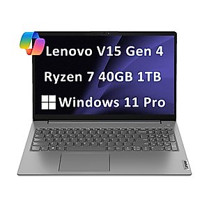 Lenovo 15.6" Laptop for Business, Home, Student (FHD Display, AMD Ryzen 7 7730U (> Intel i7-1355U), 40GB RAM, 1TB SSD), Numeric Keypad, Webcam w/Shutter, RJ-45, Win 11 Pro w/AI Copilot, 2024, Grey