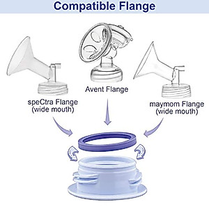 Maymom 3rd Gen Thread Changer or Bottle Converter; Allow Spectra S1 S2 Pump Wide Mouth Flange to Use Medela Bottle, Ameda Bottle (Narrow), Lifefactory, Dr. Brown Narrow, No Leak, No Fallen Bottle