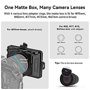 SMALLRIG Mini Matte Box for Mirrorless DSLR Cameras Compatible with 67mm/72mm/77mm/82mm/95mm Lenses - 3196