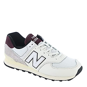 New Balance Unisex 574 V2 Lace-Up Sneaker, White/Burgundy, 9.5 US Men
