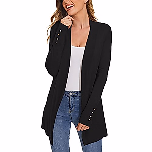 A ROW Black Cardigan for Women Dressy Casual Long Sleeve Open Front Knit Cardigan Sweaters Summer Lightweight Cardigans