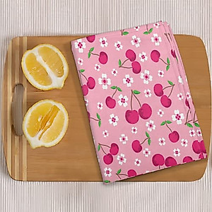 Flower Cherry Blossom Kitchen Towels and Dishcloths Set of 4-17.7" x 28.3" Absorbent Dish Towels with Hanging Loop Hand Towel for Farmhouse Bar Towels & Tea Towels