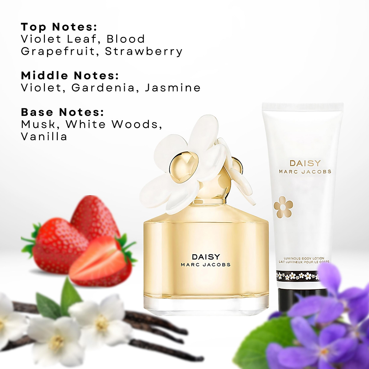 Marc Jacobs Daisy 2-Piece Fragrance Gift Set for Women (Eau de Toilette Spray, 3.4 Ounce and Luminous Body Lotion, 2.5 Ounce)