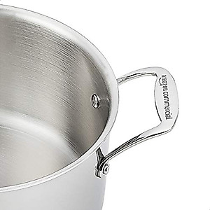 AmazonCommercial Tri-Ply Stainless Steel Stock Pot with Lid, 8 Quart