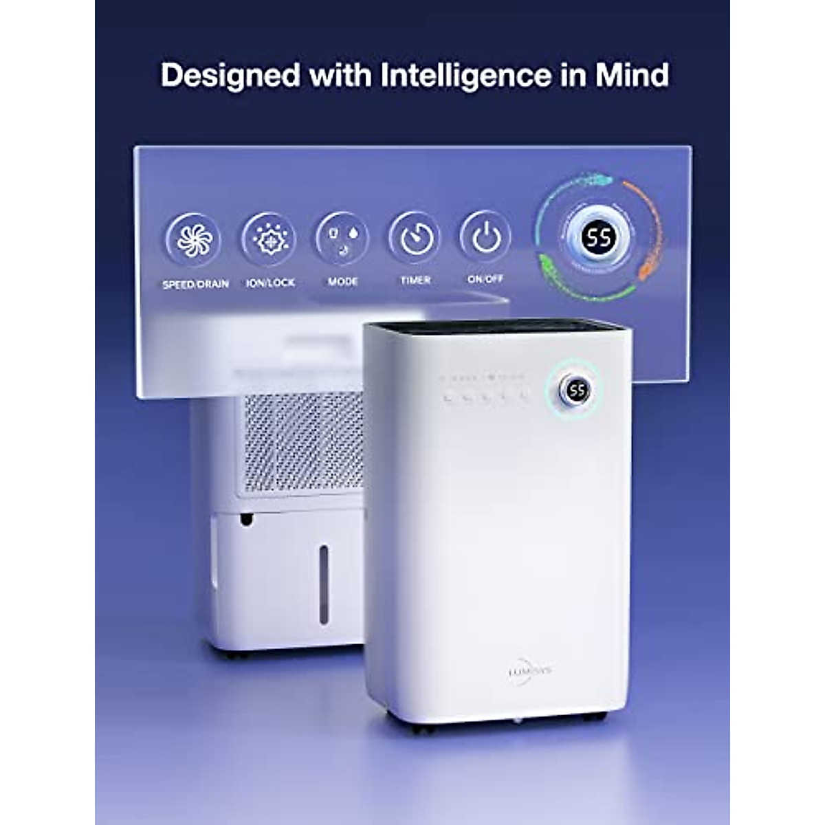 Lumysis 4500 Sq. Ft 50 Pints Dehumidifiers for Basements, Large Rooms, and Home with Auto or Manual Drainage | 45db Industry Leading Noise Reducing | Energy Saving, Air Filter, 3 Operation Modes and 24 hr Timer