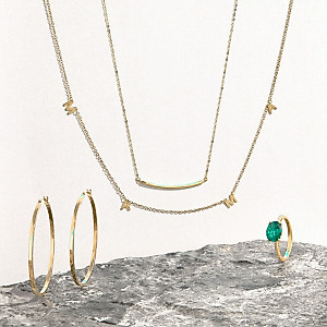 Welry Square Tube Hoop Earrings for Women, 10K Yellow Gold, Jewelry Gift Idea, 40mm