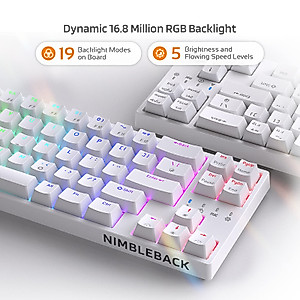 LTC NB681 Nimbleback Wired 65% Mechanical Keyboard, RGB Backlit Ultra-Compact 68 Keys Gaming Keyboard with Hot-Swappable Switch and Stand-Alone Arrow/Control Keys (Hot Swappable Red Switch, White)