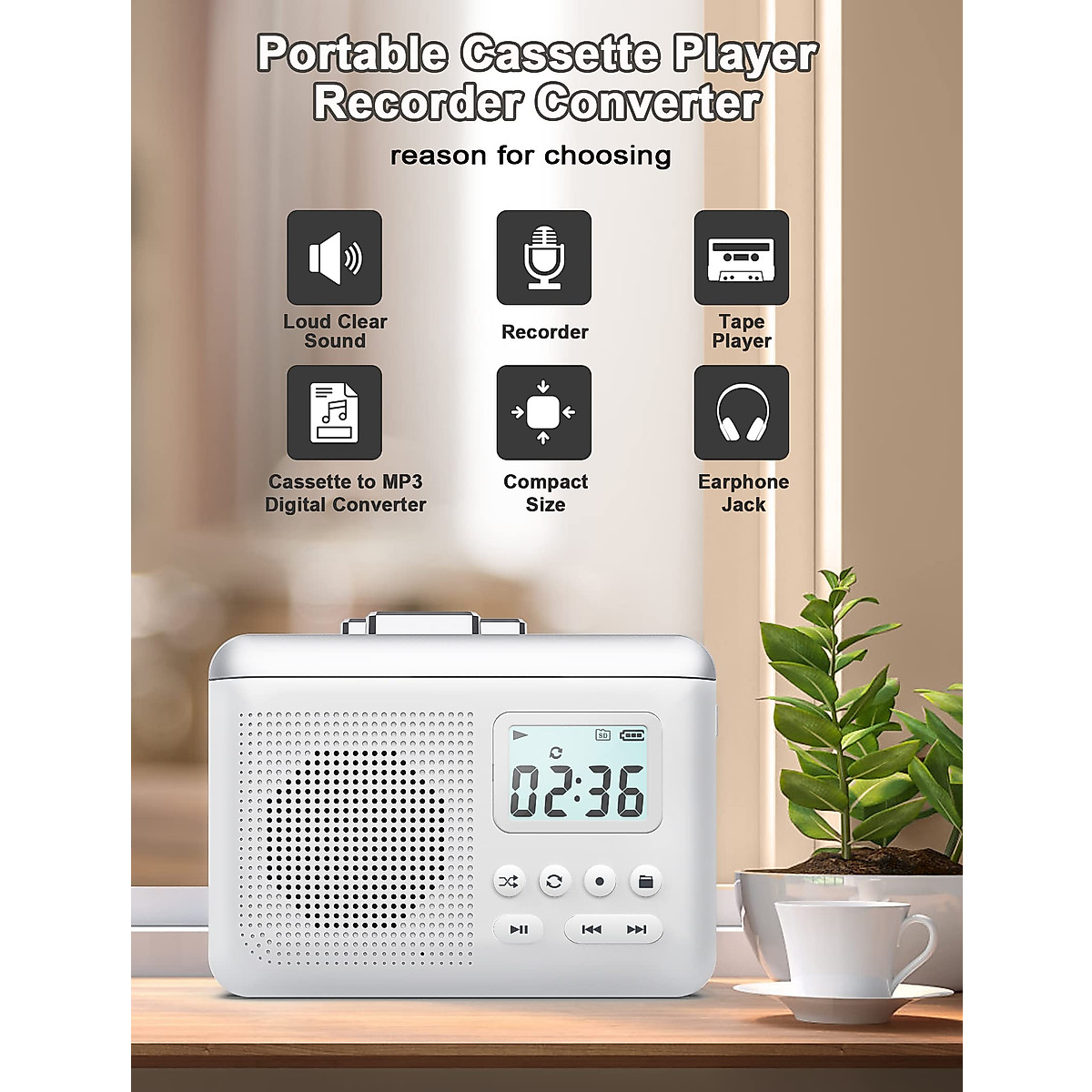 Portable Walkman Cassette Player: with 16GB SD Card Vintage Cassette ...