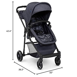 GAP babyGap 2-in-1 Carriage Stroller - Car Seat Compatible - Easy One-Handed Fold - Lightweight Stoller with Oversized Canopy & Reclining Seat - Made with Sustainable Materials, Black Camo