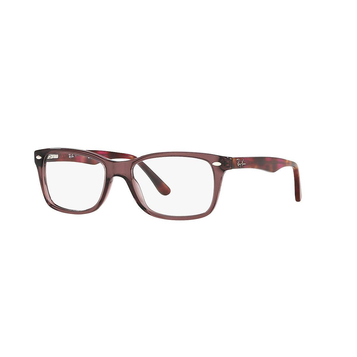 Ray-Ban RX5228 Square Prescription Eyeglass Frames, Opal Brown/Demo Lens, 55 mm