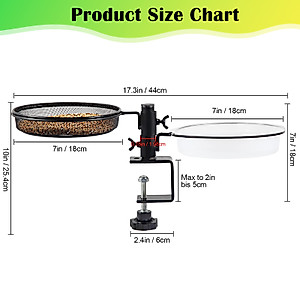 HRAYLTOP Deck Bird Feeders with Metal Mesh Tray and 2 Water Bowls - Detachable Adjustable Heavy Duty Clamp Bracket, Rail Bird Bath Balcony Porch Railing Feeder Perfect for Attracting Birds.