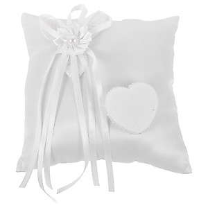 Veemoon Ring Bearer Pillow, 7.86 in Decor Bridal Wedding White Ring Holder Bearer Pillow for Beach Wedding Party
