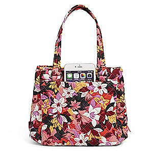Vera Bradley Women's Cotton Mini Multi-compartment Crossbody Purse, Rosa Floral - Recycled Cotton, One Size