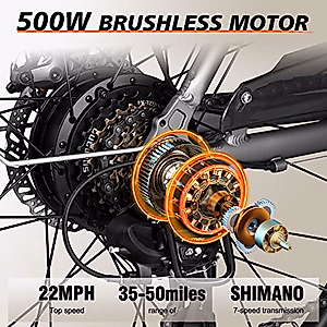 ACTBEST Core Electric Bike, 500W Brushless Motor Cityrun Ebike, 468Wh Removable Built-in Battery, Step-Thru Electric Bicycle with 7-Speed, Up to 50 Miles, E-Bikes for Adults