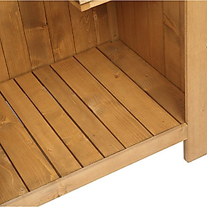 Outdoor Storage Cabinet, Garden Wood Tool Shed, Outside Wooden Shed Closet with Shelves and Latch for Yard, Patio, Deck and Porch