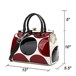 Style Strategy black and red patent leather 2in1 purses for women handbag with kiss lock Satchel pattern Shoulder crossbody bags for women