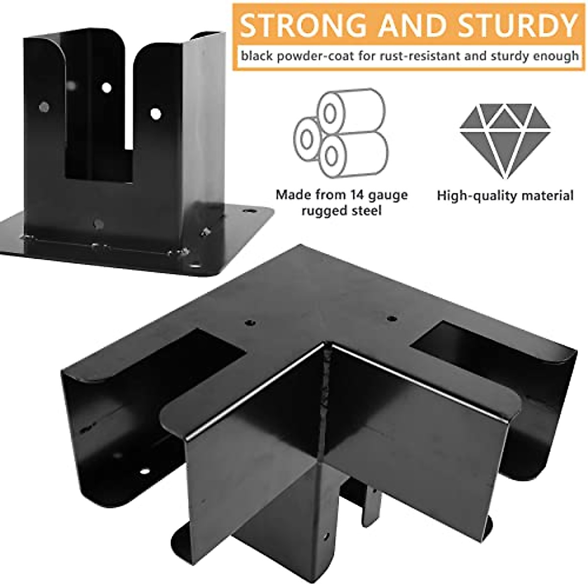 Stainless Steel Woodwork Pergola Kit - 3-Way Right Angle Corner Bracket 4x4 Metal Pergola Brackets DIY KIT - Gazebo Wood Kit Post Base Bracket Anchors Supplied by IWONGO