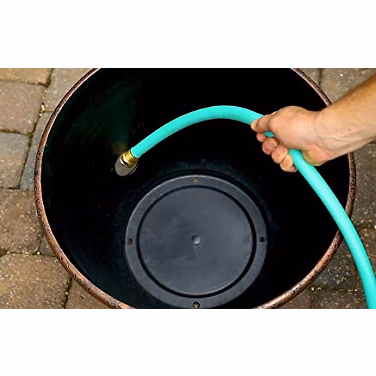 Liberty Garden Products Liberty 1920 High Density Resin Wicker Design Garden Hose Pot, Bronze