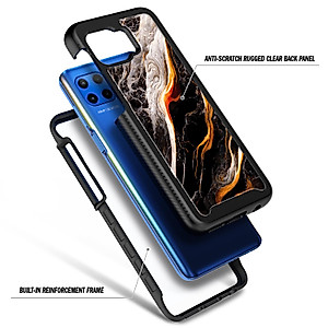 NZND Case for Motorola Moto One 5G / 5G UW/G 5G Plus with [Built-in Screen Protector], Full-Body Protection Bumper, Shockproof Protective, Impact Resist Case Cover (Black Marble)