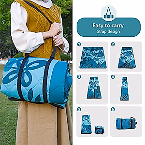 Homde Picnic Blanket 79"x79" Beach Blanket Waterproof Sandproof for Outdoor Beach Camping Hiking Travel Machine Washable Blue Garden