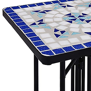 ZQQLVOO Mosaic Side Table,Plant Stand,Plant Rack,Plant Display Stand,Multi-Purpose Plant Stand,Flower Stands,For Backyard,Garden, Balcony,Terrace,Blue and White Ceramic